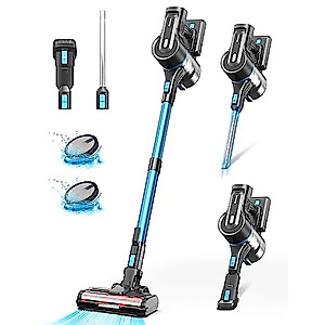 DEVOAC Cordless Vacuum Cleaner, 28Kpa Powerful Stick Vacuum Cleaner with 350W Brushless Motor, 45 Min Max Runtime, 6 in 1 Lightweight Vacuum Cleaner for Carpet Hardwood Floor Pet Hair, Blue