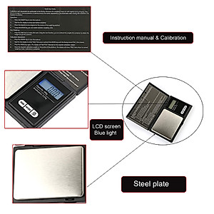 PONECA Digital Pocket Scale Jewelry Gold Diamond Weighting Scale Gram Weight Electric Scales 200g by 0.01g Food Scale Kitchen Scale Min LCD Light