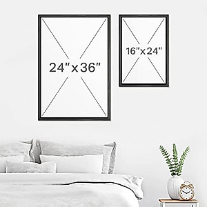 SIGNWIN Framed Canvas Print Wall Art Yellow Horizon on Edge of The Sea Abstract Wilderness Illustrations Modern Art Modern Scenic Relax/Calm Ultra for Living Room, Bedroom, Office - 24"x36" Black