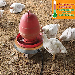 Poultry Chicken Water Heater: Chicken Water Heater Base for Winter, for Plastic/Metal Poultry Watere Under 6 Gallons, Heated Waterer for Chickens 130W