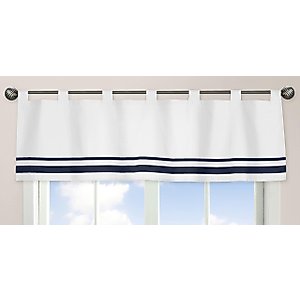 Sweet Jojo Designs White and Navy Hotel Modern Window Valance
