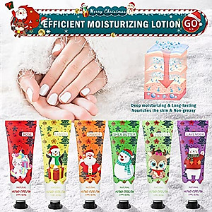 COYMOS Christmas Gifts for Women Hand Lotion Gift Set with Tin Box, Christmas Stocking Stuffers for Women Girls Mom, Travel Size Lotion for Dry Skin, 6 Natural Plant Fragrances