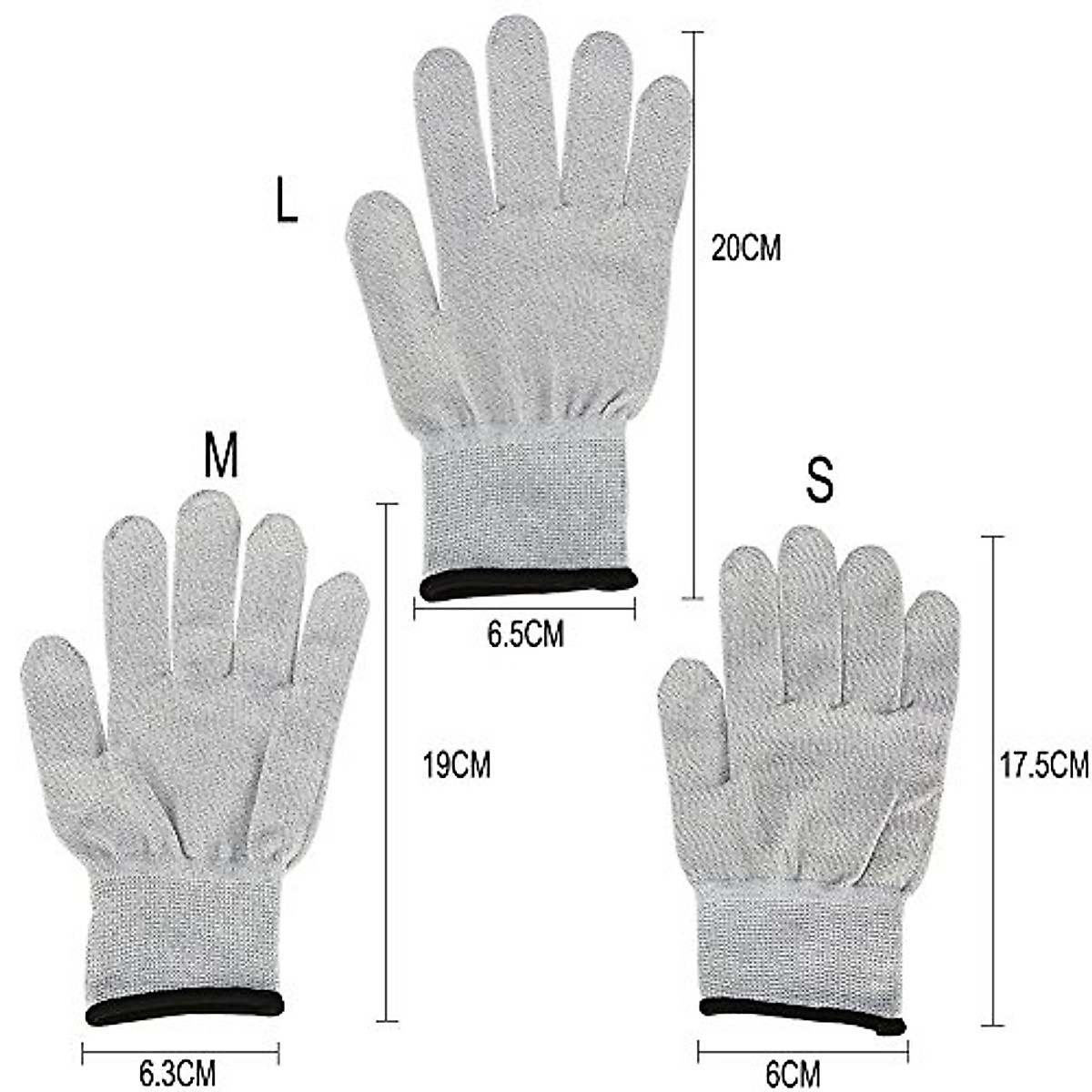 Massage Gloves, Conductive Glove, 1 Pair Conductive Electrode Massage Gloves with Electrode Pads Wires for Beauty Care Equipment (M)