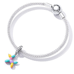 Dog Charms for Bracelets 925 Sterling Silver Charms Ocean Dolphin Charm Insect Butterfly Bee Animal Charms for Pandora Bracelets (Colorful Balloon Dog Charm)