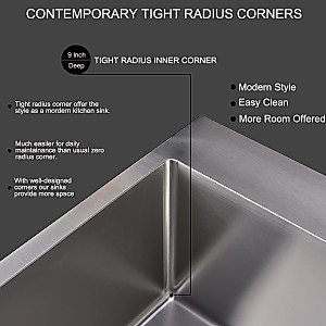 SHACO Commercial 28 inch 16 Gauge Top mount Drop-in Single Bowl Basin Handmade T304 Brushed Nickel Kitchen Sink, Stainless Steel 9 Inch Deep Kitchen Sinks, Fregadero