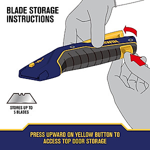 IRWIN Utility Knife, Carbon Steel Blade, Retractable, Foldable and Portable, Storage for Up To 5 Blades (IWHT10436)