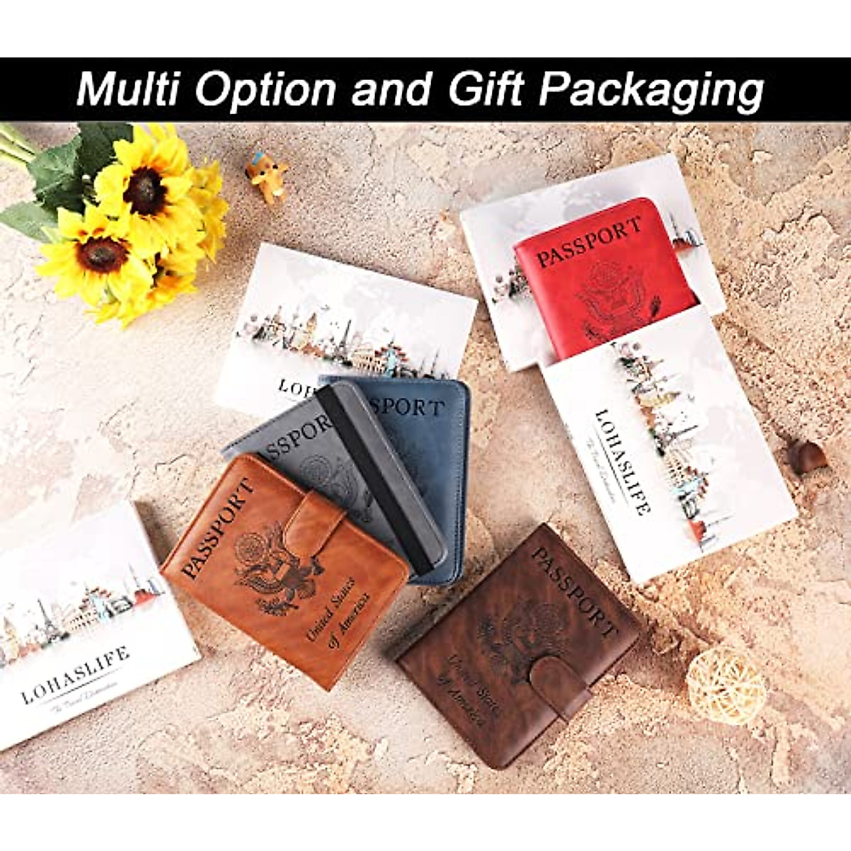 Passport Holder Cover Wallet Travel Essentials Leather Rfid Blocking Case Vacation Luggage Must Haves Travel Accessories for Men Women (2#Brown)