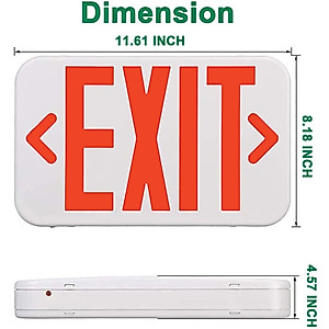 Red Exit Sign with 90 Minutes Battery Backup, Double-Sided Red Fire Safety Emergency Exit Sign Lights, ABS Fire Resistance (UL-Certified 120-277V) (2pack)