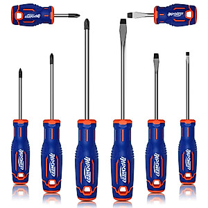 InPower Magnetic Screwdriver Set, 8 Pcs Phillips Head Screwdriver and Flat Head Screwdriver, Includes 4 Slotted and 4 Phillips Screwdrivers for Home Repair, Improvement, Craft