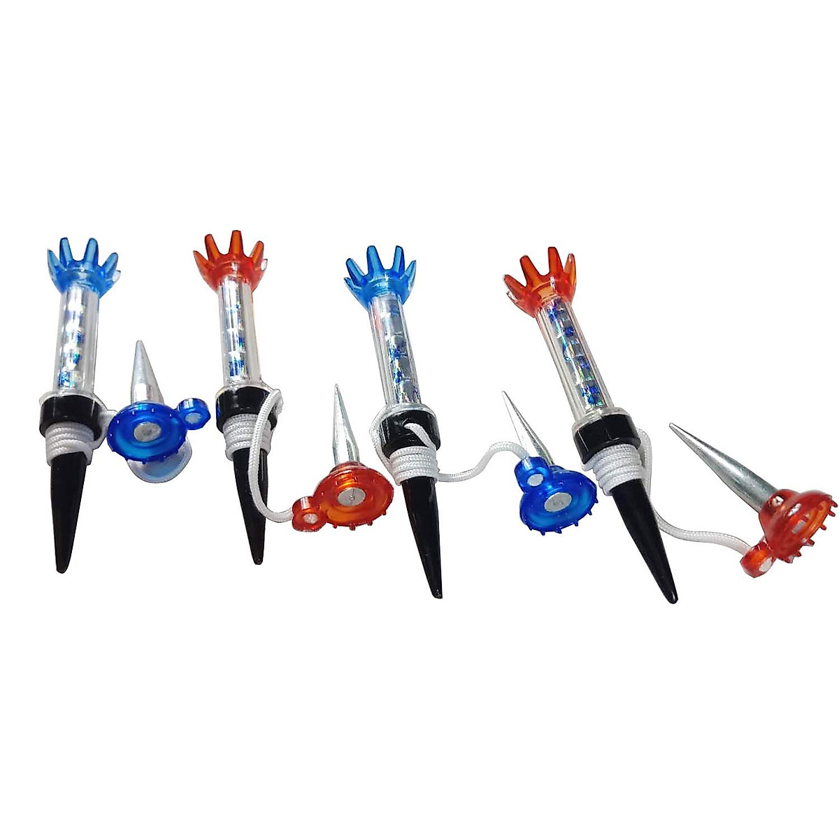 VEASAERS Golf Tees Unbreakable Plastic Magnetic 80 mm Long Bulk Reusable 4 Pack Blue Red Flexible Magnet Tee Lift Step for Men Women Practice Training Set (4 Pack)