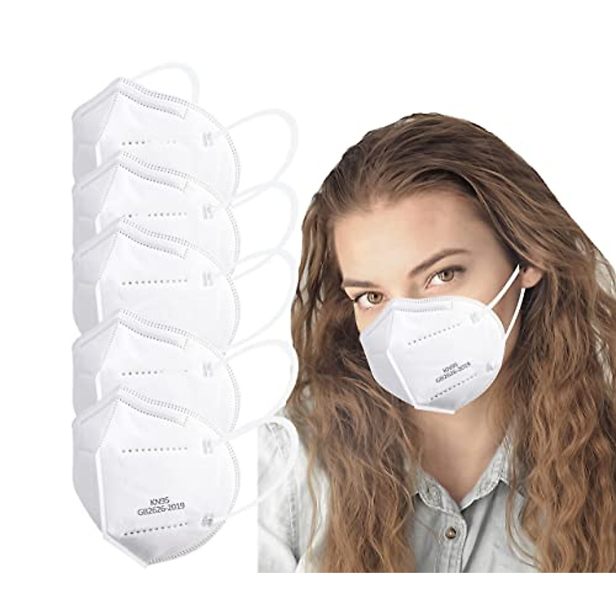 VERNASSA KN95 Face Mask 50 Pcs, 5-Ply Breathable KN95 Masks, Filter Efficiency≥95% Against PM2.5, Individually Wrapped, Disposable White Face Masks