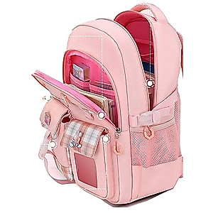 MJUN Kid Girls Backpack Waterproof Cartoon Comic 3D Bookbag Children Student School Backpack (pink)
