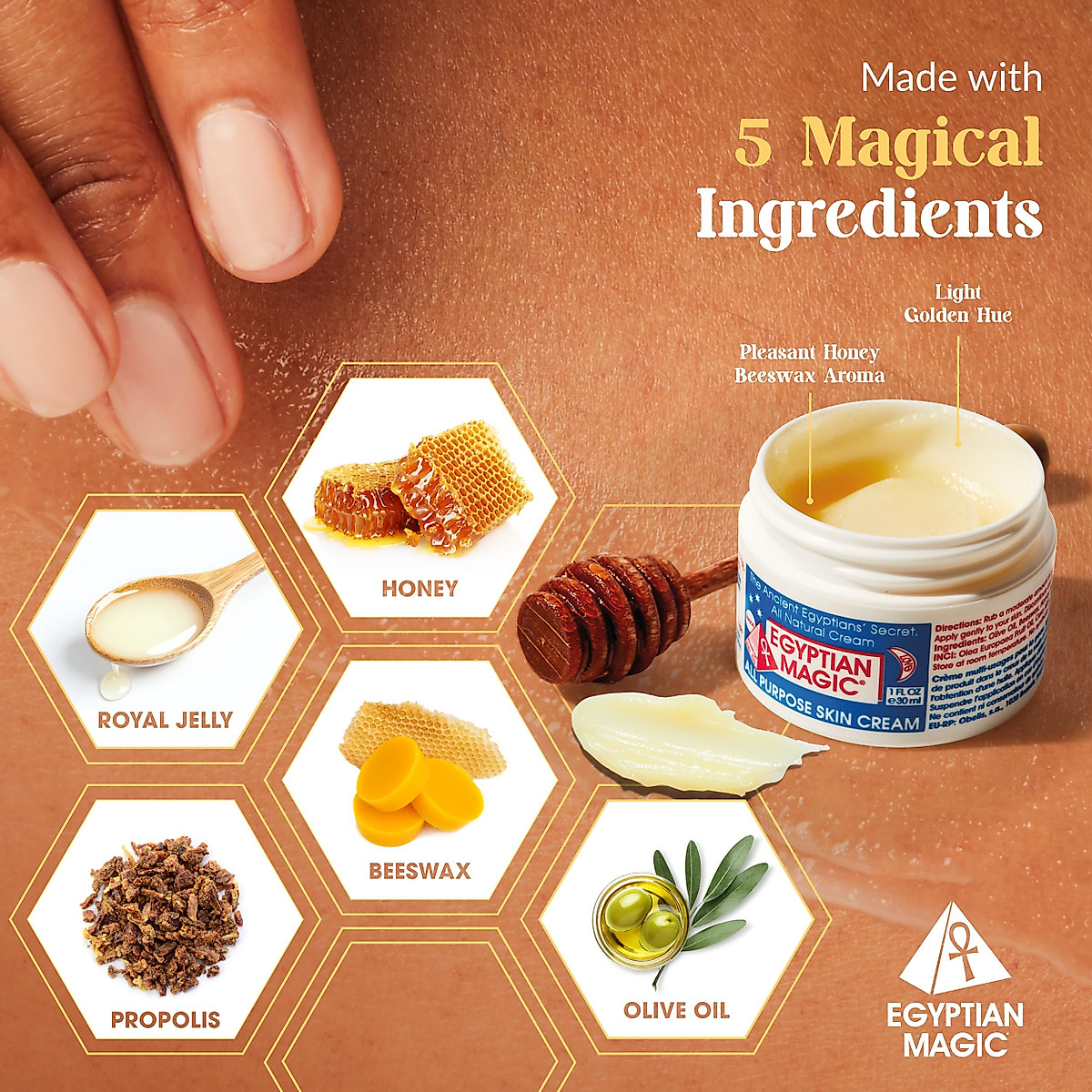 Egyptian Magic - All Purpose Face, Body, and Dry Skin Moisturizing Cream, Skin Protectant for Women & Men, Eczema Care Healing Balm, Scar Treatment, Stretch Marks, and Tattoo Aftercare, 1oz Jar