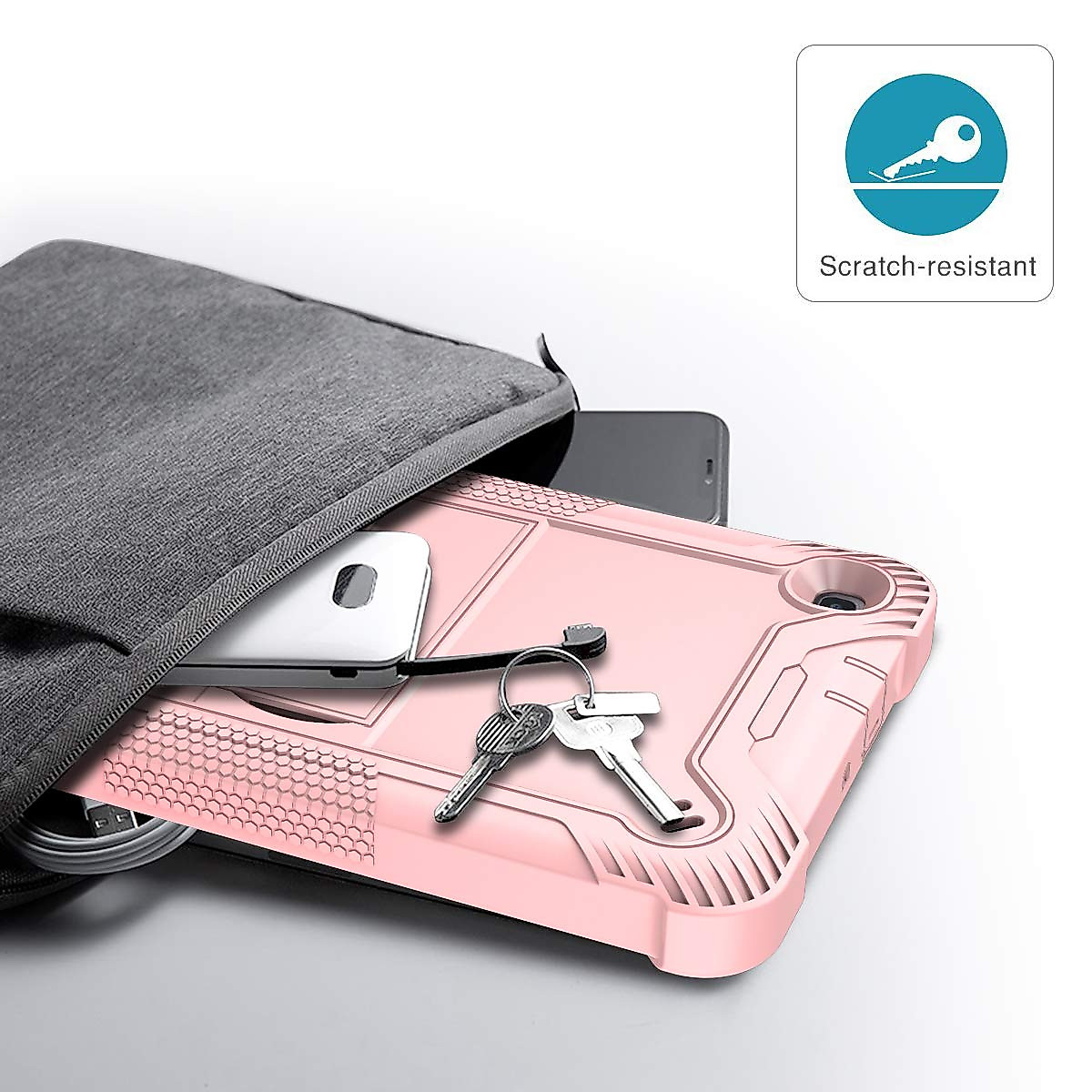 BAISRKE Case Cover for Galaxy Tab A 8.4 Case 2020, Heavy Duty Rugged Full-Body Hybrid Shockproof Drop Protection Cover for Samsung Galaxy Tab A 8.4 2020 Tablet Model SM-T307 / SM-T307U - Rose Gold