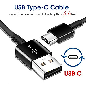 Adaptive Fast Type C Charger Compatible Samsung Galaxy S21+ S21 Ultra 5G S9 S8 Plus S10 S10e S20 FE Note 8 9 10 20 Plus, 2 Pack Charging Adapter + 2 Pack 6.6ft USB-C Cables