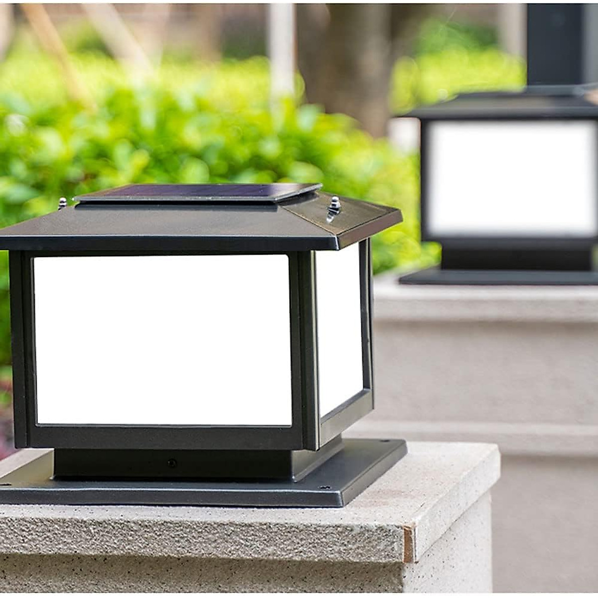 MODEBHD Nordic Terrace Pillar Lantern, Minimalist Landscape Column Light, Personality Entryway Post Light, Solar Power Dual Use Outdoor Lighting, Decoration Gate Wall Solar Light