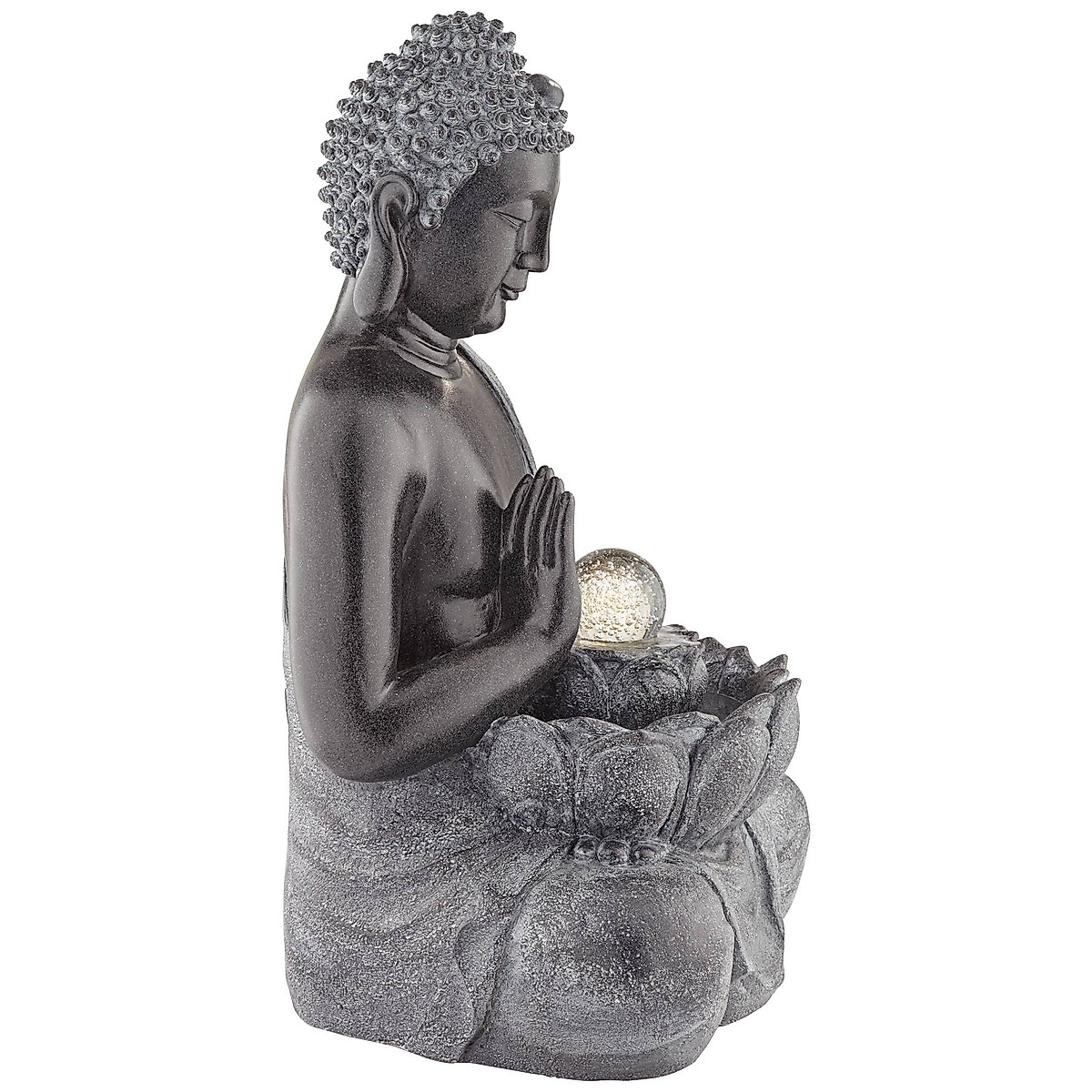 Sitting Buddha Outdoor Water Fountain with Light LED 28" High Faux Stone Meditation Decor for Garden Patio Backyard Deck Home Lawn Porch House Relaxation Exterior Balcony Roof - John Timberland
