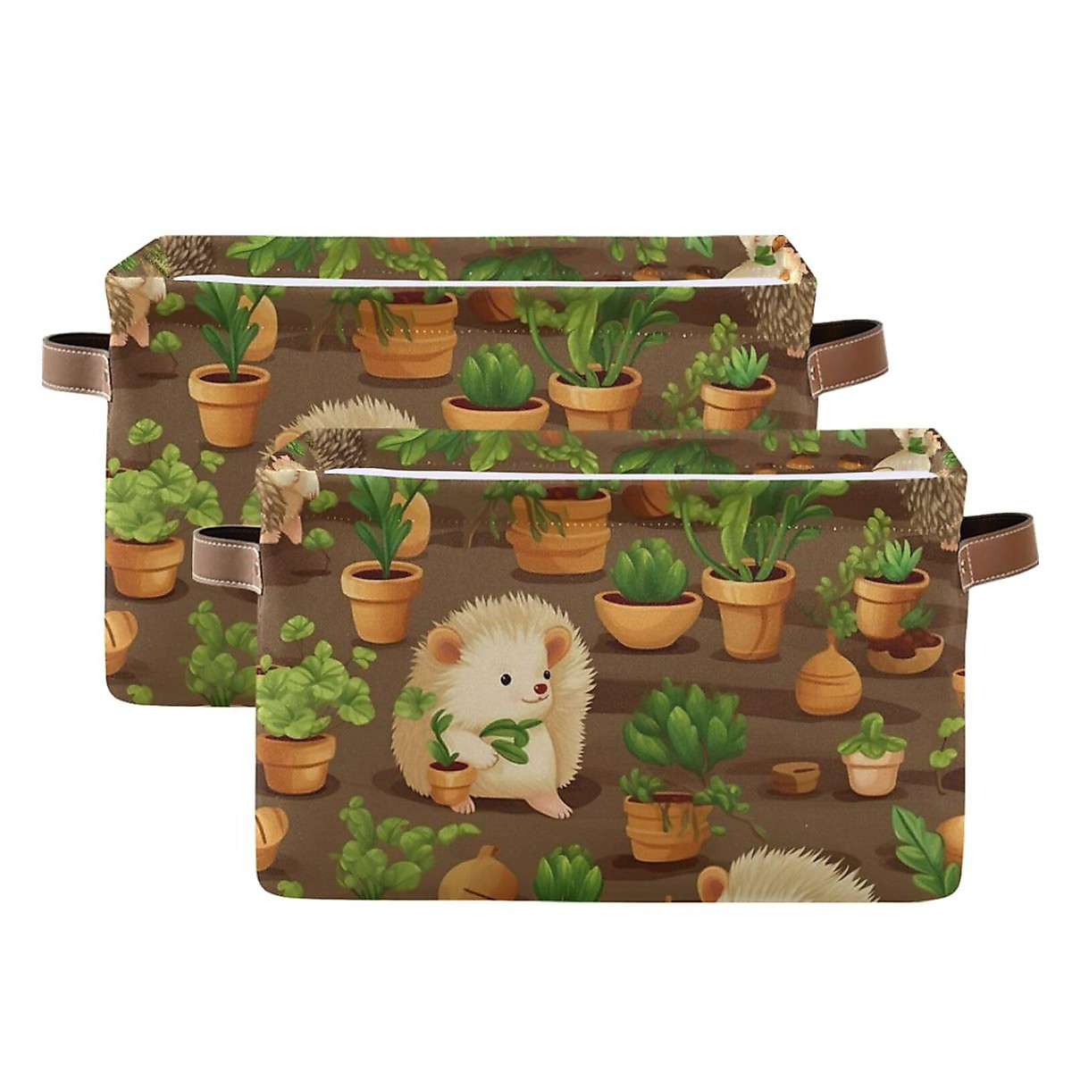 WELLDAY 1PCS Storage Basket Hedgehogs Pattern Large Foldable Storage Bin Cube Collapsible Organizer