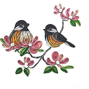 TUMYee Spring Birds and Flower, Quilling Card 3D Colorful Cute Holiday Card, Greeting Card Card for Valentine, Sympathy, Thinking Of You, Quilled Card for Christmas,Birthday,Anniversary, Friend Mom with Envelop(Blossoms and Birds)