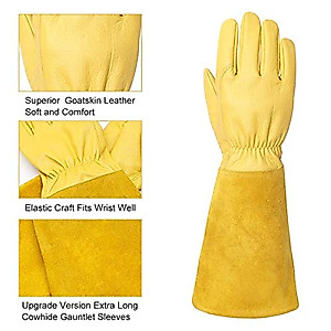 Kim Yuan Rose Pruning Gloves for Men and Women. Goatskin Leather Gardening Gloves