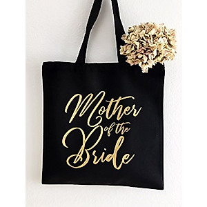 Mother of the Bride gift Tote bag by Graceful Greeting Co Heavy Black Canvas keepsake
