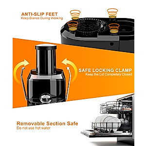 Juicer Machine, 800W Juicer with Larger 3" Feed Chute Full Copper Motor Centrifugal Juicer Dual Speeds, Titanium-Plated Filter, Easy to Clean BPA-Free Black
