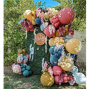 Pastel Balloon Garland Kit Rose Gold Purple Chrome Metallic Dusty Pink Rose Blue Macaron Yellow Balloon Arch Kit for Birthday Baby Shower Garden Party Wedding Wild Flower Picnic Decoration