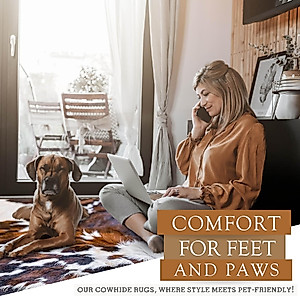 Sunshine Cowhides 100% Genuine Tricolor Spotted Cowhide Rug - Modern Style Animal Skin Rug & Floor Carpet for Living Room, Bedroom, Kitchen & More - Large (6x6-7ft)