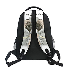 ALAZA Pug Dog Print Puppy Funny Quote Large Backpack for Kids Boys Girls Student Personalized Laptop iPad Tablet Travel School Bag with Multiple Pockets