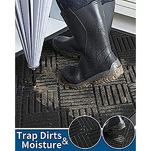 MontVoo-Door Mat- Front Door Mats Outdoor Indoor Entrance-Thick Non Slip Rubber Welcome Mat Indoor Outdoor Doormats for Home Inside Outside Entry Entryway Rug-Shoe Mat Scraper-Black-17”x30”