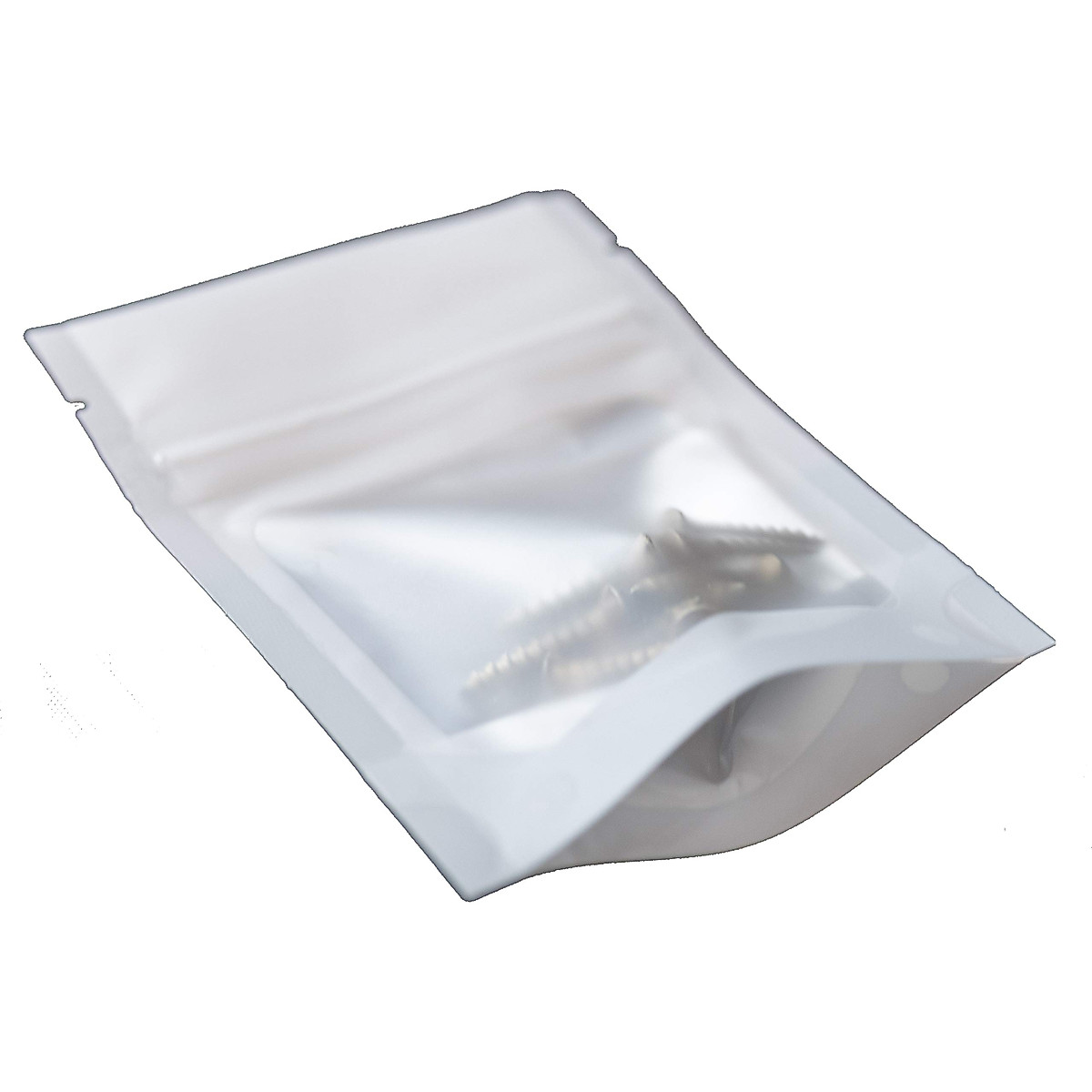 HANSER | Smell Proof Odorless Mylar Resealable Foil Pouch Bags with clear Window | Stand up bottom | Airtight | matte white | 100 Pieces | 3x4 inches