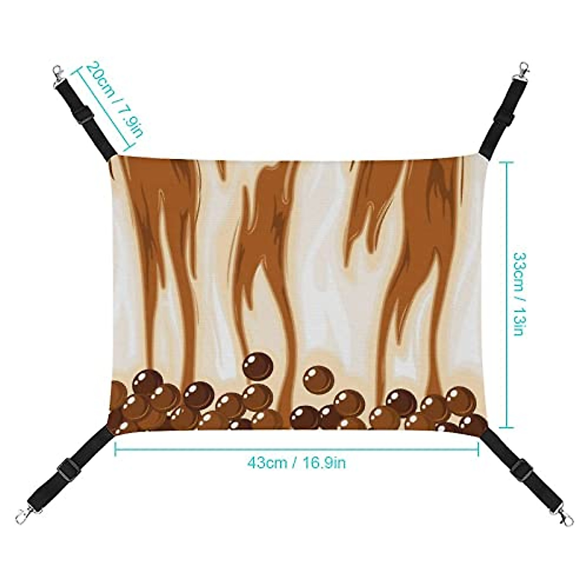 Bubble Tea in Brown Sugar Milk Tea Pet Hammock Comfortable Adjustable Hanging Bed for Small Animals Dogs Cats Hamster