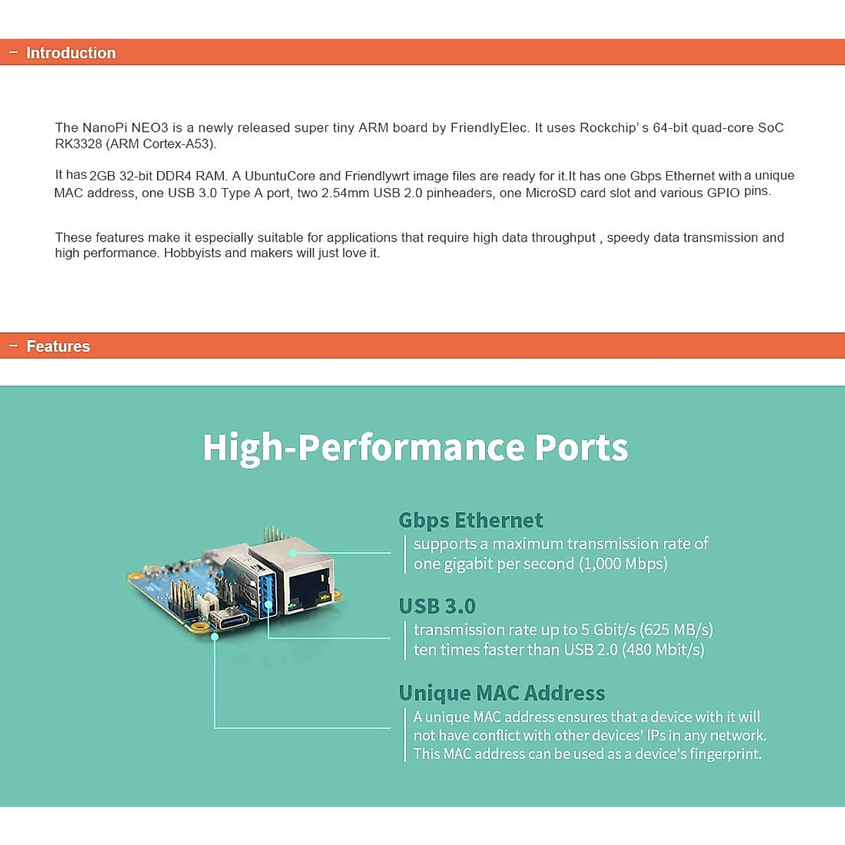 youyeetoo FriendlyElec NanoPi NEO3 Mini Router Single Board Computer Rockchip RK3328 Super Tiny ARM Board for IOT (2GB RAM,with Case and Heat Sink)