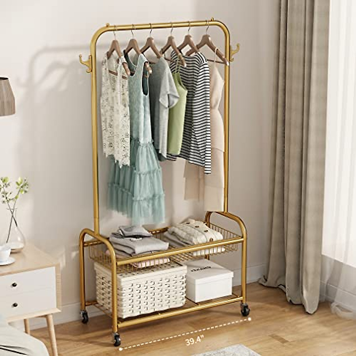 Thick forest Gold Clothing Rack Gold Clothes Rack Gold Garment Rack Heavy Duty Shoes Bags Gold Clothes Organizer Storage Shelves