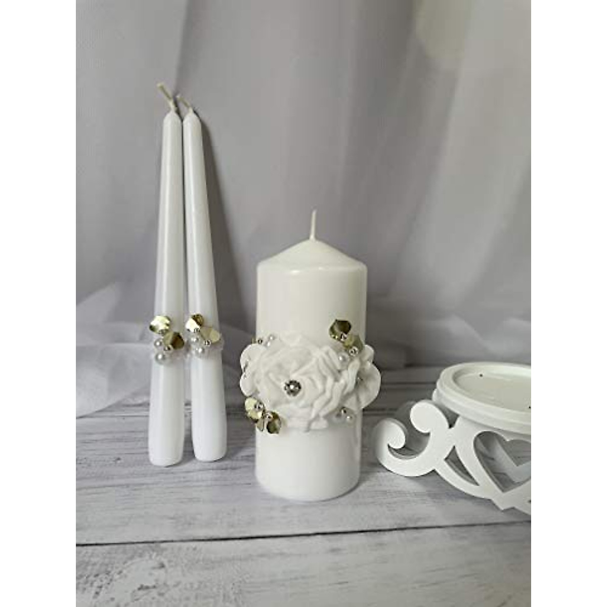 Magik Life Unity Candle Set for Wedding - Wedding décor - Decorative Candles Pillar - Candle Sets - 6 Inch Pillar and 2 10 Inch Tapers - Unity Candle