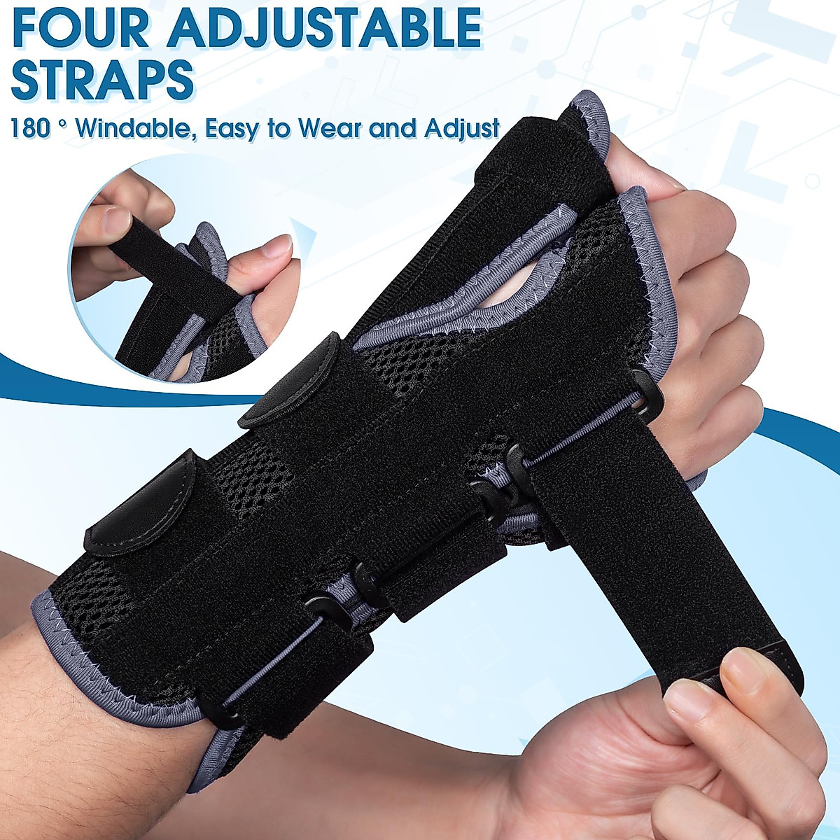 TISMOD Carpal Tunnel Wrist Brace with Thumb Support,Adjustable Thumb Spica Splint Right Left Hand,Wrist Guard for Arthritis,Tendonitis,Pain,syndrome,De Quervain's Tenosynovitis Women & Men