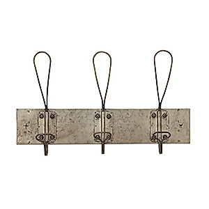 Deco 79 Wall Hook, 18" L x 4" W x 11" H, Grey