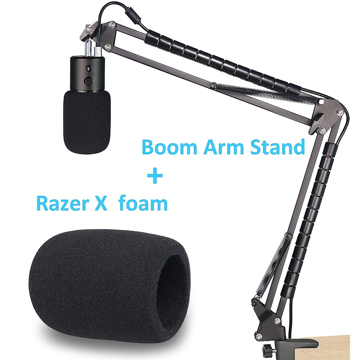 Razer Seiren X Mic Stand with Pop Filter - Mic Boom Arm and Windscreen Foam Cover Compatible with Razer Seiren X Streaming Microphone by YOUSHARES