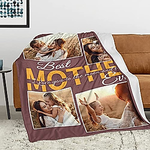 Dipopizt Custom Mom Blanket with Photo, Personalized Gifts for Mother's Day, Christmas from Daughter, Son, Husband, Unique Birthday Gifts for Mom Birthday Idea, Customized Blanket for Mama