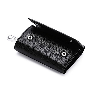 RuoFeng Keychain Key Holder Ring with 6 Hooks Snap Closure (Black)