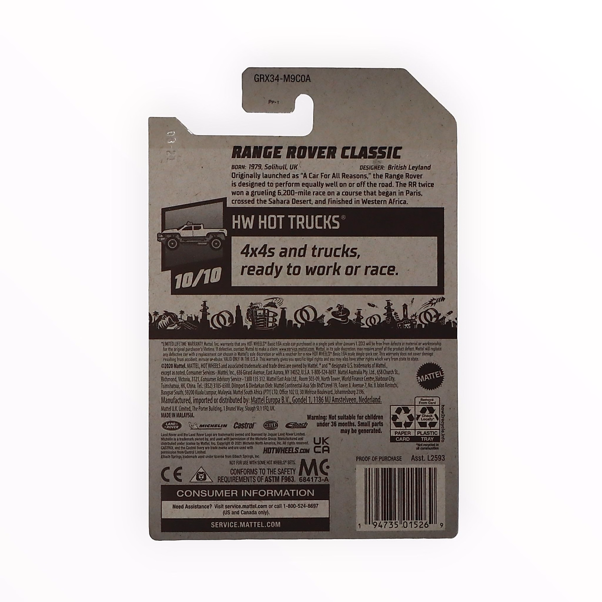 Hot Wheels Range-Rover Classic, [red] 245/250 Hot Trucks 10/10