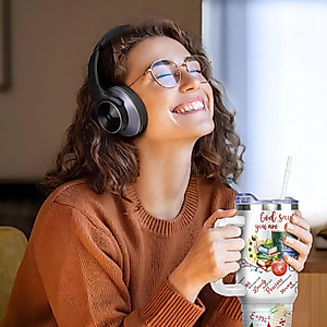 qoepfnsh Teacher Tumbler 40 oz Tumbler with Handle Teacher Travel Coffee Mug Cup Water Bottle Stainless Steel Insulated 40oz Tumblers with Lid and Straw Teacher Gifts for Women