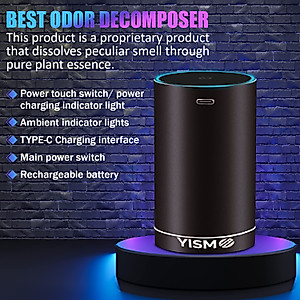 Clean Air Freshener and Odor Eliminator. Travel Size Electric Fragrance Diffuser Removes Pet, Smoke and Other Odors. Smart-Touch USB Charge. Home, Office or Travel. (Sandalwood, Black)
