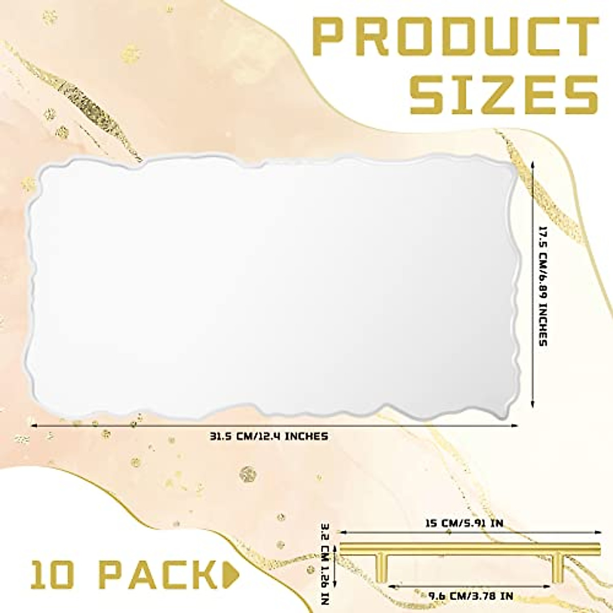 Gejoy Large Resin Tray Molds Silicone Tray Mold with 10 Pcs Metal Gold Handles Irregular Tray Molds for Epoxy Resin Casting DIY Crafts Supply Making Faux Agate Tray Serving Board Home Decor Ideal Gift