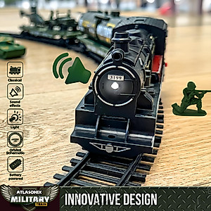 USA Electric Train Set for Kids Ages 3-8 - Military Toy Polar Train Model with Helicopter, Tank, Soldiers & Tracks for Boys - Fun Birthday Toy for Ages 4-7