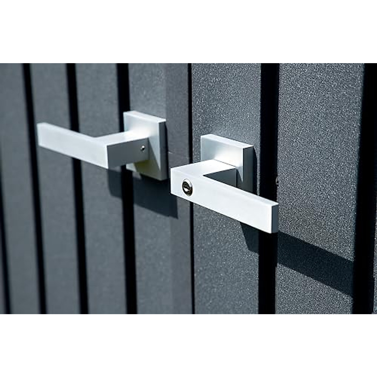 Arrow Shed Elite 14' x 14' Outdoor Lockable Gable Roof Steel Storage Shed Building, Anthracite