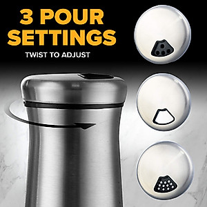 The Original Salt Shaker - Spice Dispenser with Adjustable Pour Holes - Stainless Steel & Glass 1 Bottle