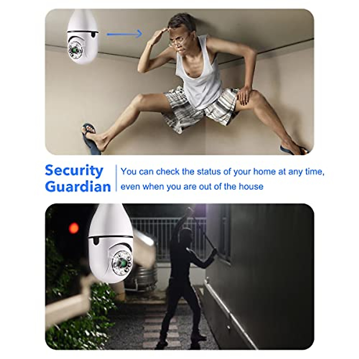 Light Bulb Security Camera, 1080P 2.4G&5G WiFi Security Camera, 355° Motion Detection Night Vision Light Socket Security Camera Works with Alexa&Google Assistant (2Pack 2.4G&5G with 64GB SD Card)