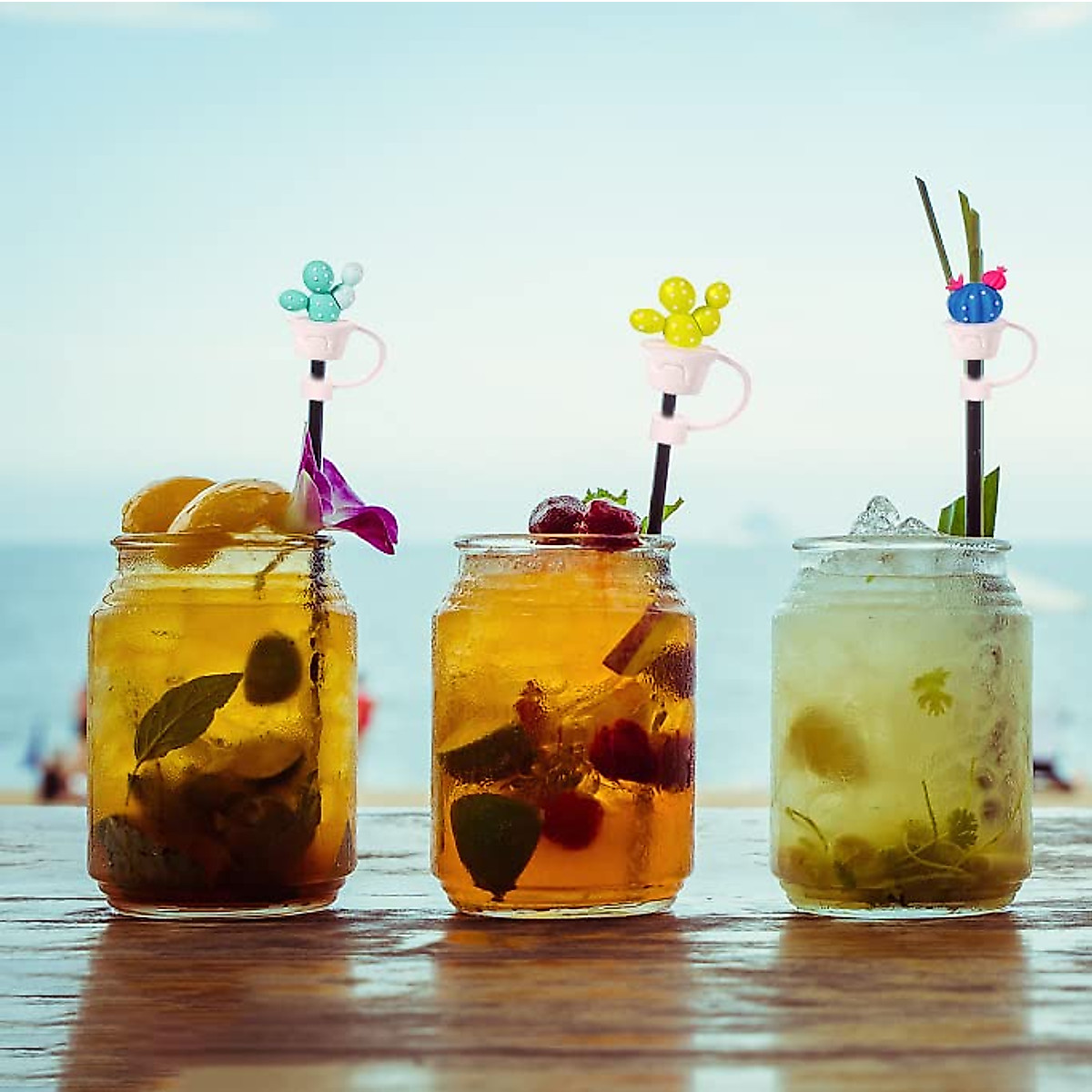 Silicone Straw Tips Cover 8 Pack Reusable Cute Straw Plugs Drinking Straw Tips Lids Anti-dust Silicone Straw Caps for 6-8 mm Straws Airtight Seal Splash Proof Straw Tips Covers (Flower style)