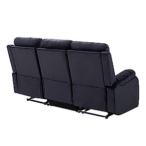 YUNLife&Home 3-Seat Velvet Upholstered Manual Wall Hugger Chair RV Sofa,Double Recliner Sectional Lounge Couch with Soft Padded Headrest&Pillow Top Armrest for Living Room/Apartment/Office/Theater
